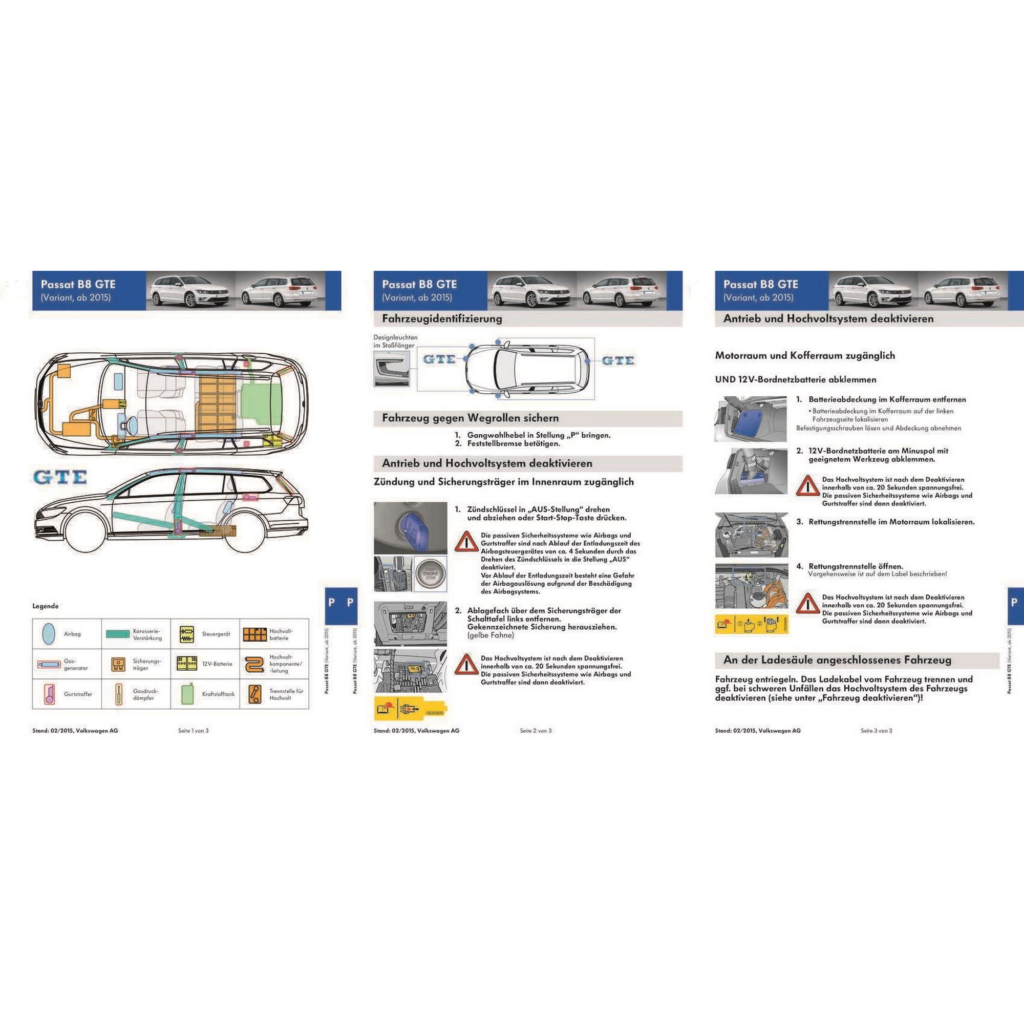 VW Passat B8 GTE (Variant, ab 2015) - Digitale Rettungskarte per QR ...